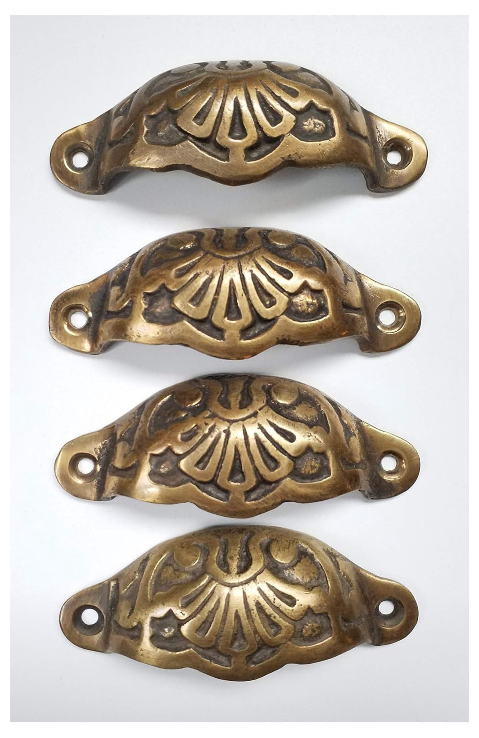 4 Solid Brass Apothecary Drawer Cup Bin Pulls Handles Antique Victorian ...