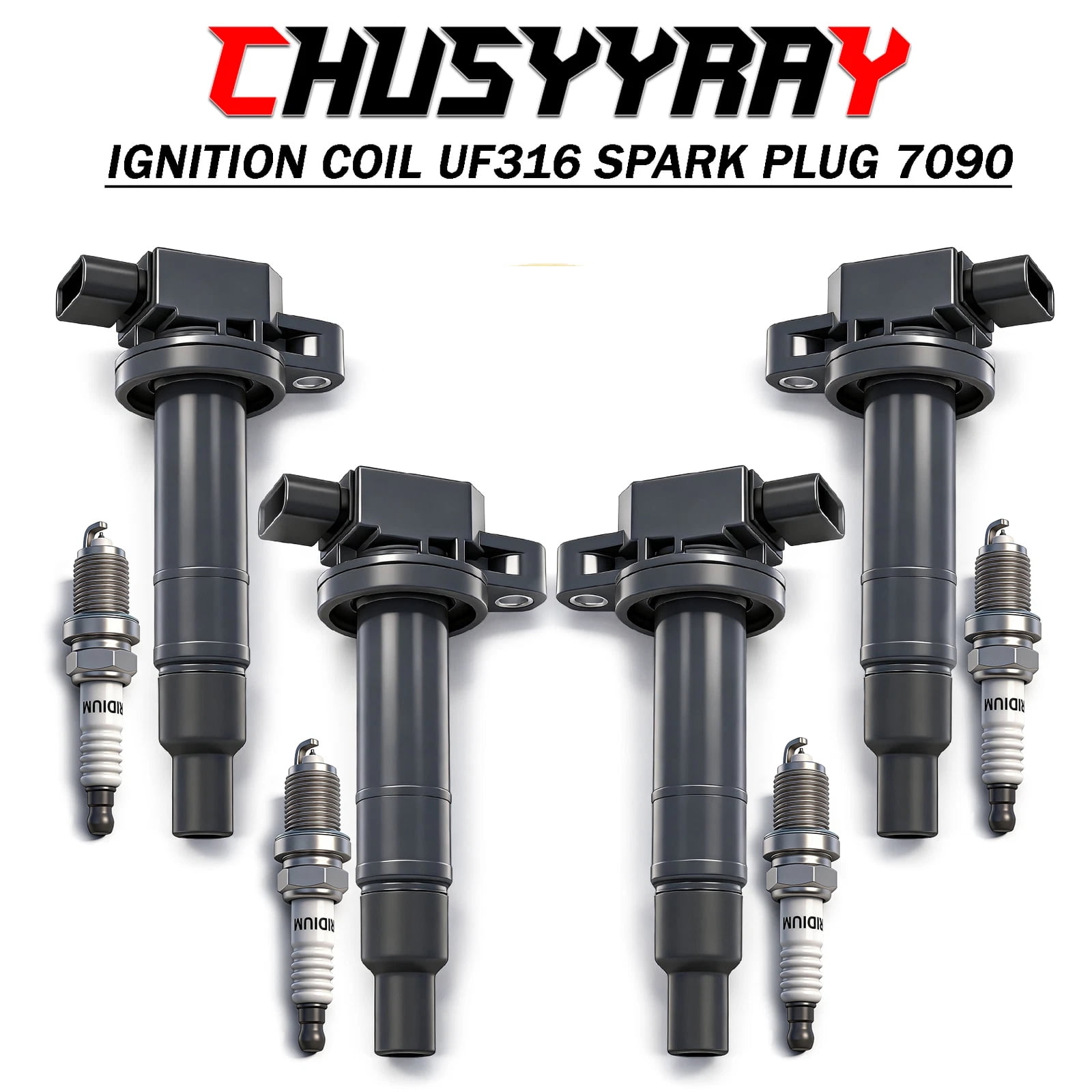4 Spark Plugs and Ignition Coil Packs UF316 for Scion XA 1.5L L4 2004 ...