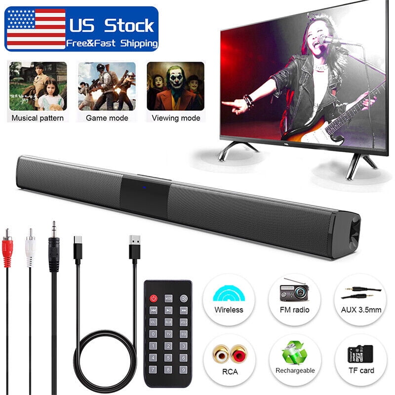 4 Speaker Surround Sound Bar System Wireless Subwoofer TV Home Theater ...