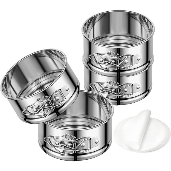 4" Springform Cake Pan, 4 Pcs Stainless Steel Springform Pans with 50 ...