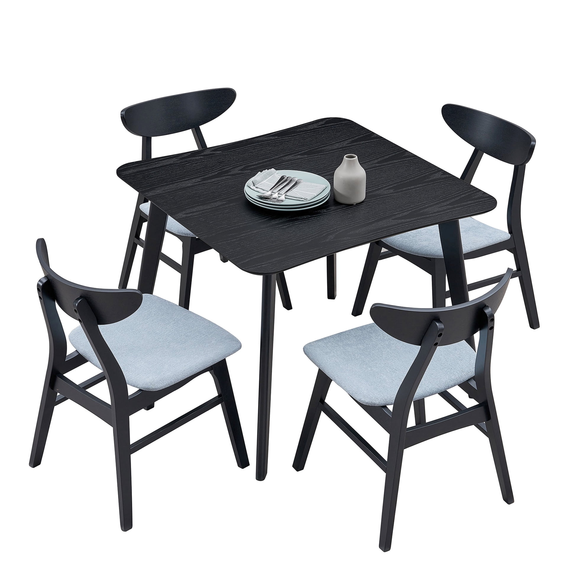 4 Square Dining Table In Black - Compact For Kitchen And Areas Wooden 4 ...