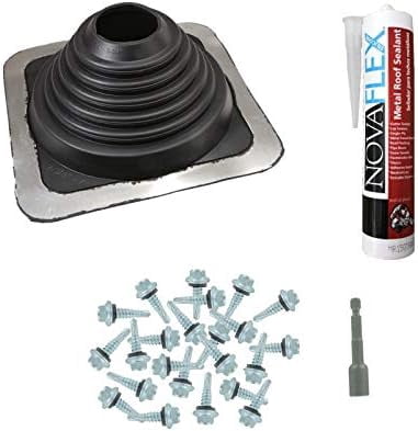 #4 Square EPDM Metal Roof Pipe Flashing Boot Kit - Fits 2-3/4" - 7 ...