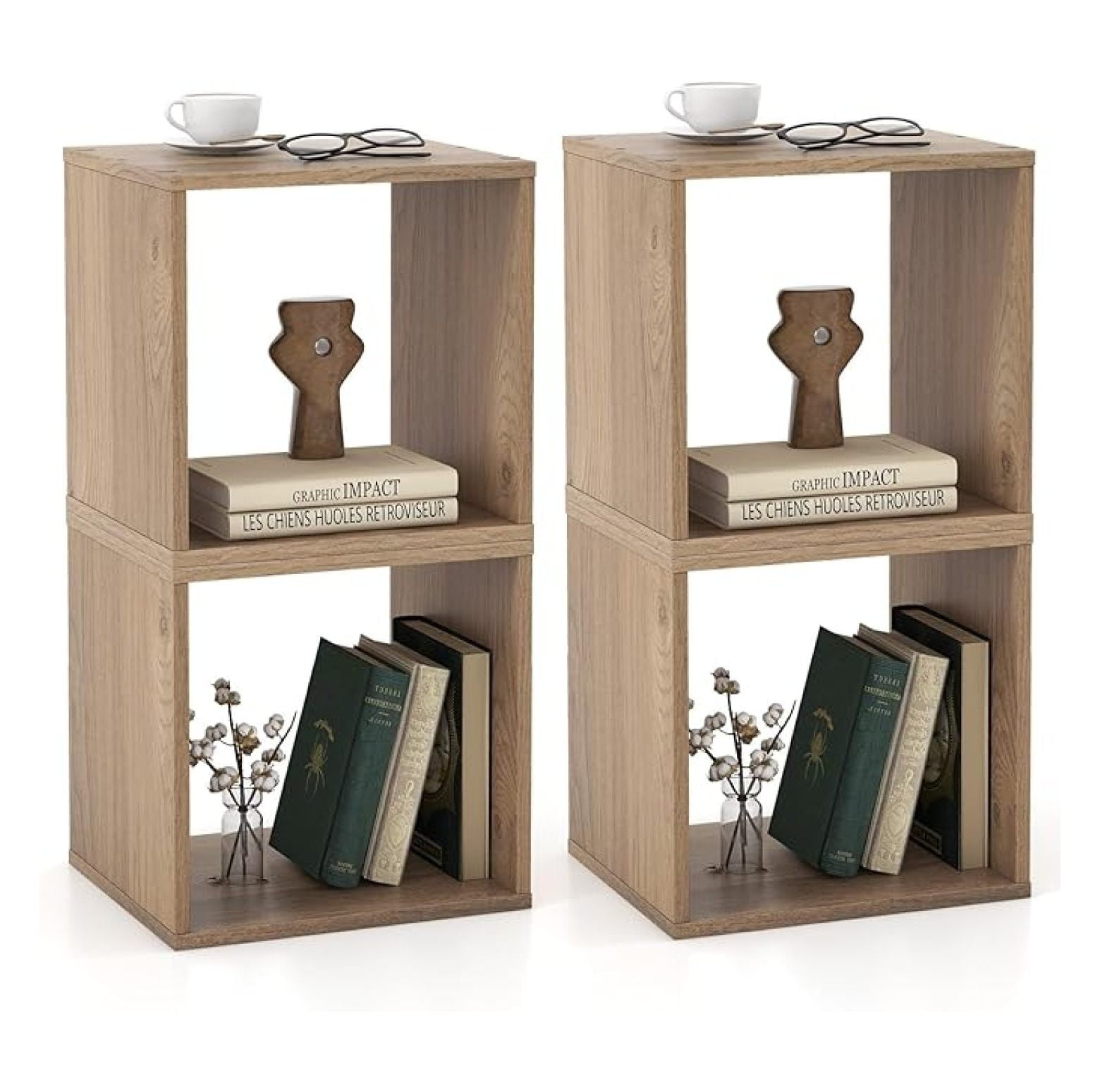 4 Stackable Bookshelf Cubes, Cubical Storage Organizer with 4 Removable ...