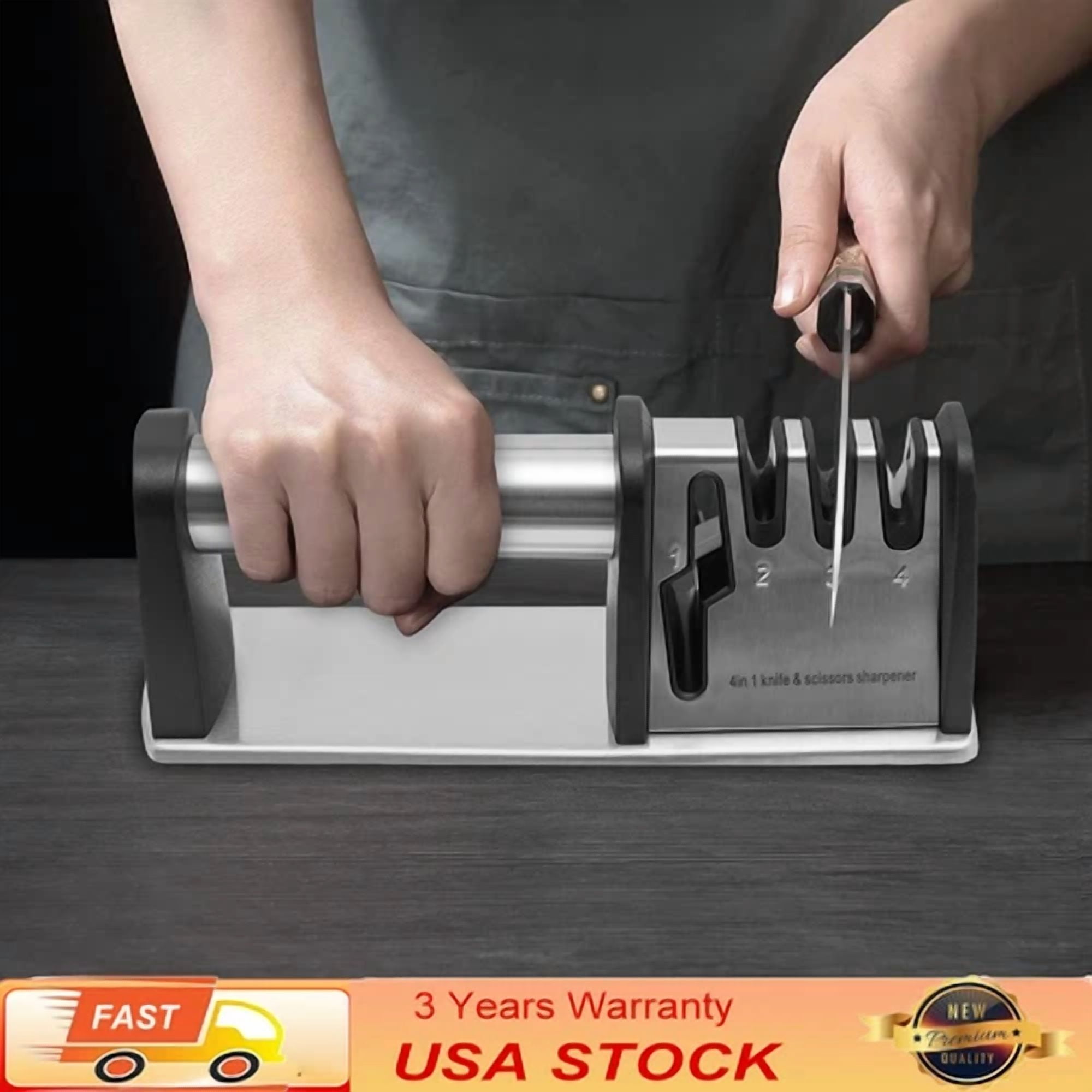 4 Stage Knife Sharpener Professional Ceramic Tungsten Kitchen ...