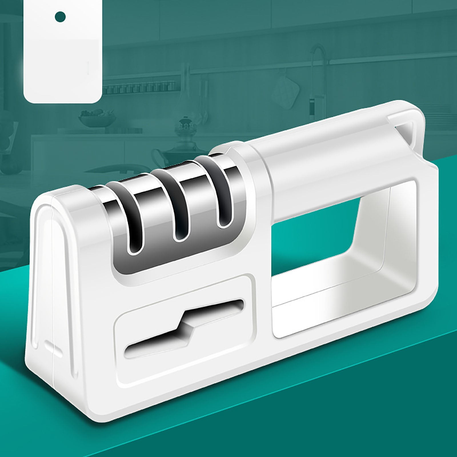 4-Stage Knife and Scissor Sharpener - Ceramic Honing Rod with Dual Grit ...