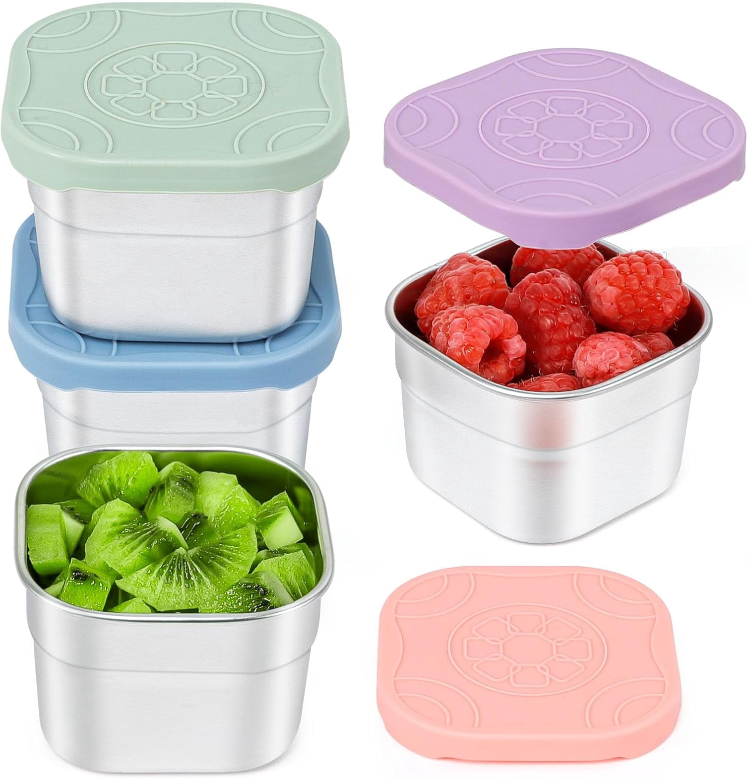 4- Stainless Snack Containers with - 4.7oz Small Containers for Snacks ...