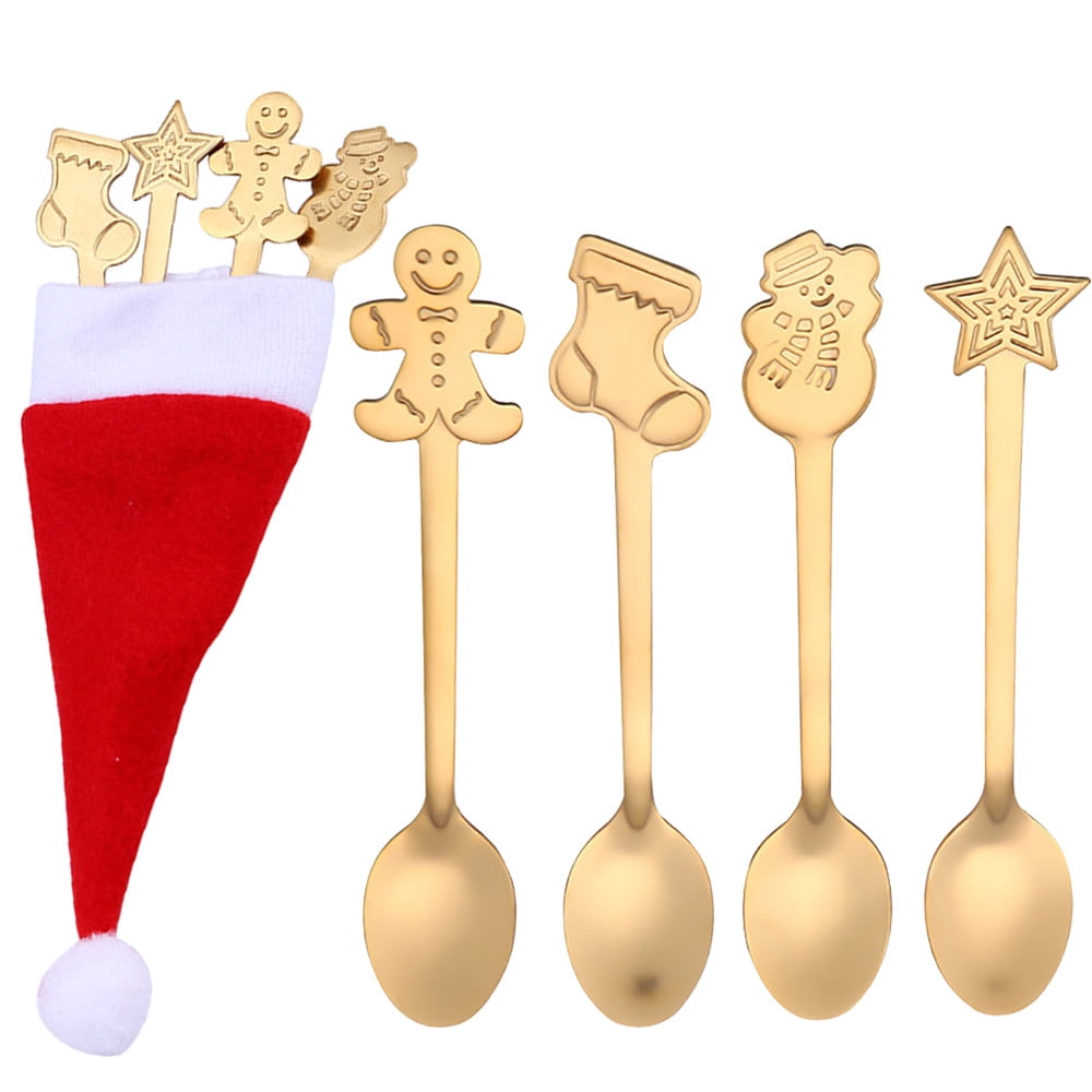 Customer reviews for 4 Stainless Steel Coffee Spoons Christmas Gold ...