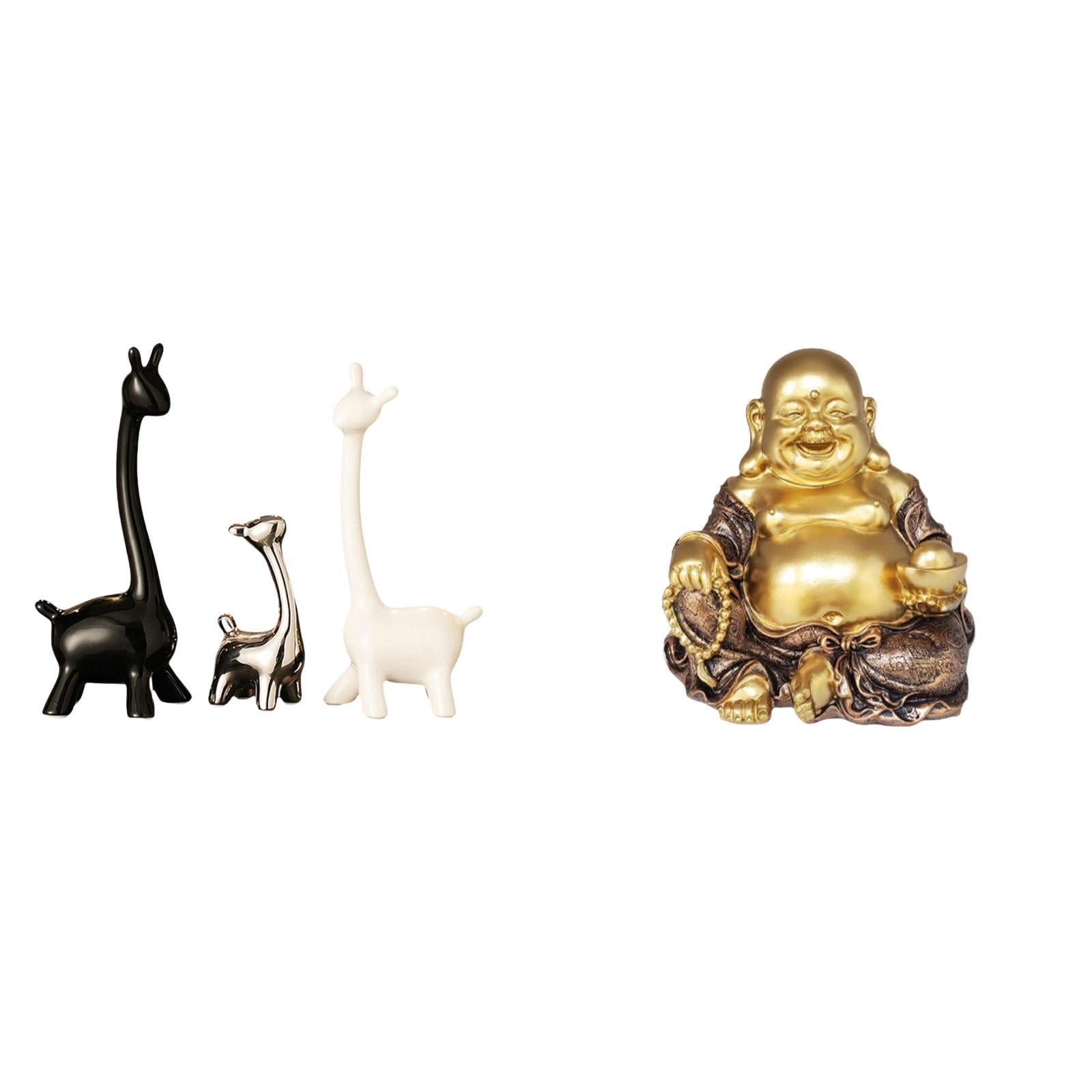 4 Statues Buddha Sculpture Elk Deer Modern Ceramic Giraffe Ornament ...