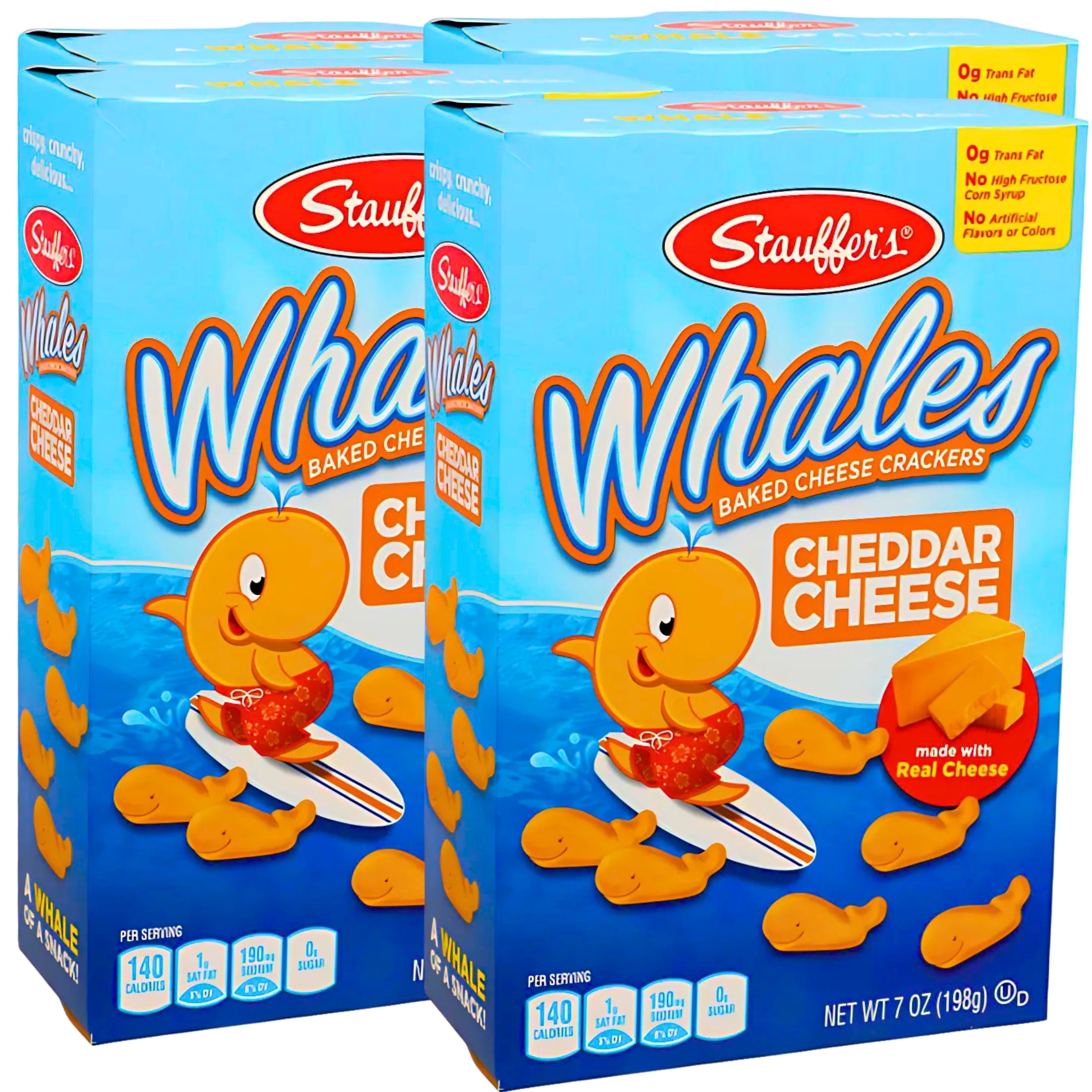 (4) Stauffer’s Whales Baked Cheese Crackers, 7 oz Boxes Crunchy Cheddar ...