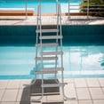 4-Step 52in Robust Iron Pool Ladder, Full Gray Frame and Steps, Stable ...