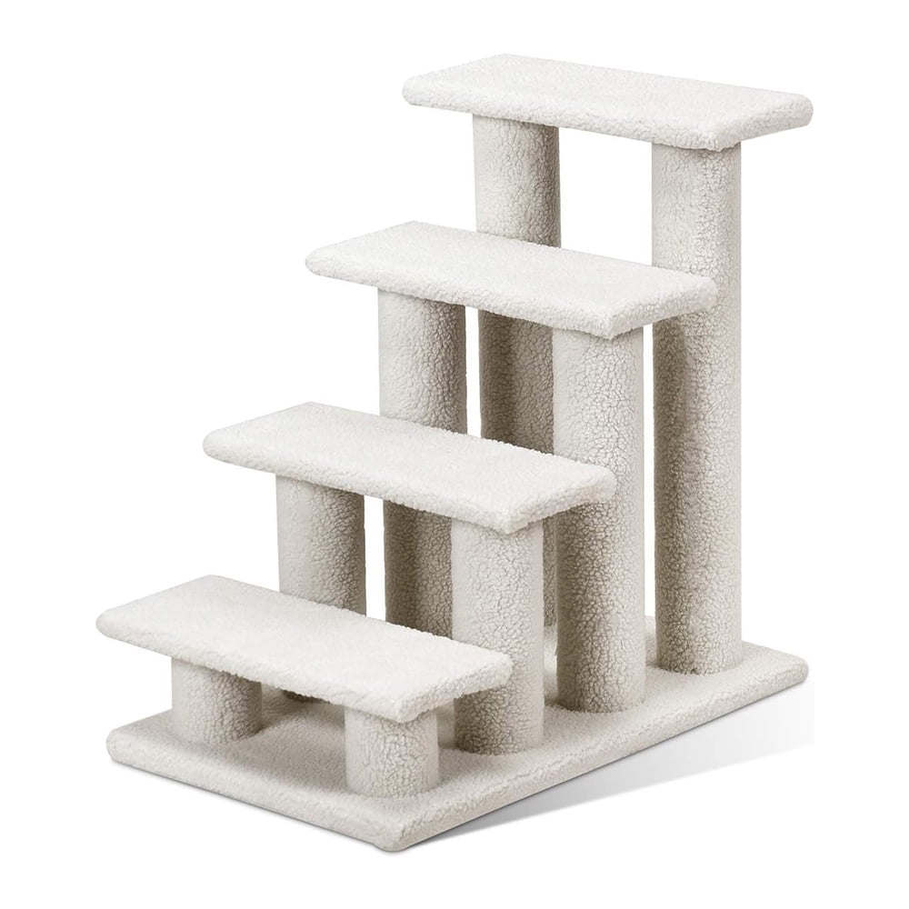 4-Step Carpeted Ladder Ramp, Pet Stairs for Cats and Dogs, Cat Climber ...