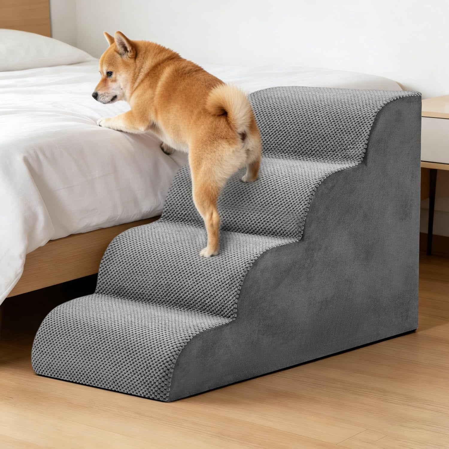 4-Step Dog Stairs, 20" H Pet Steps for Sofa Chair Non-Slip Sturdy Ramp ...