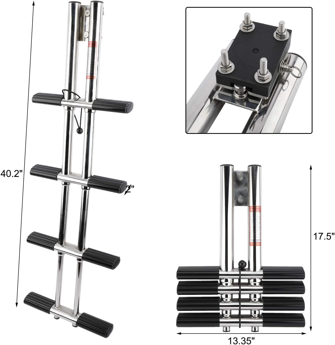 4 Step Dual Vertical Telescopic Boat Dive Ladder with transom mounting ...
