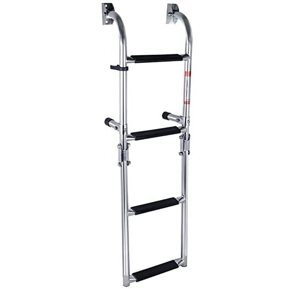4 Step Folding Boat Ladder, Stainless Steel 2+2 Step Pontoon Boat ...