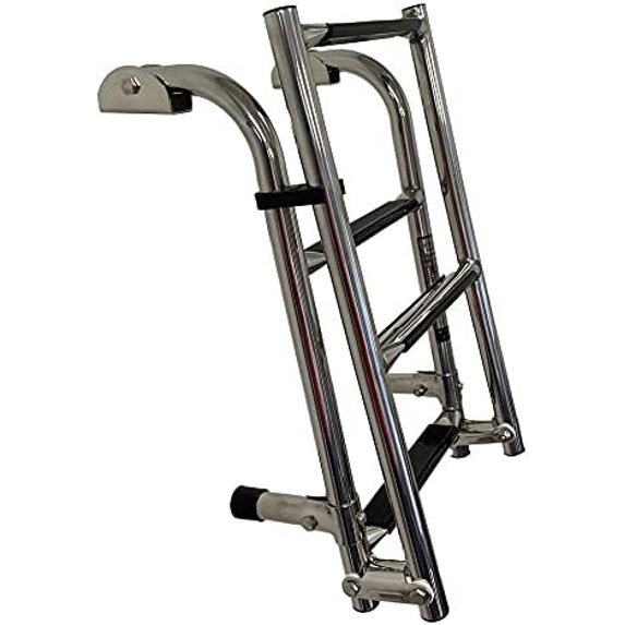 4 Step Folding Boat Ladder | Stainless Steel | 300 lb Capacity | 34.5 ...