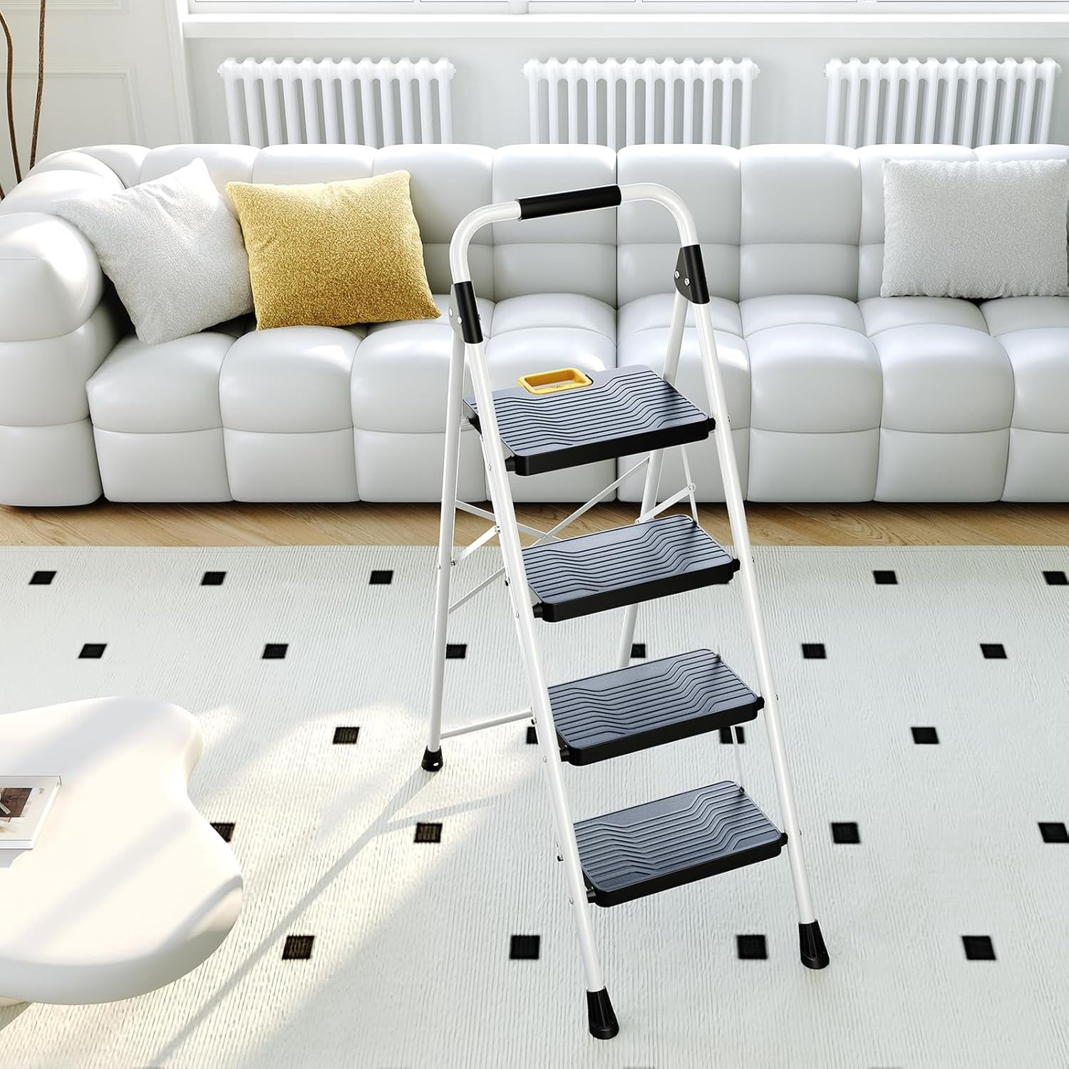 4 Step Folding Ladder, 800lbs Capacity Step Stool with Safety Lock, Non ...