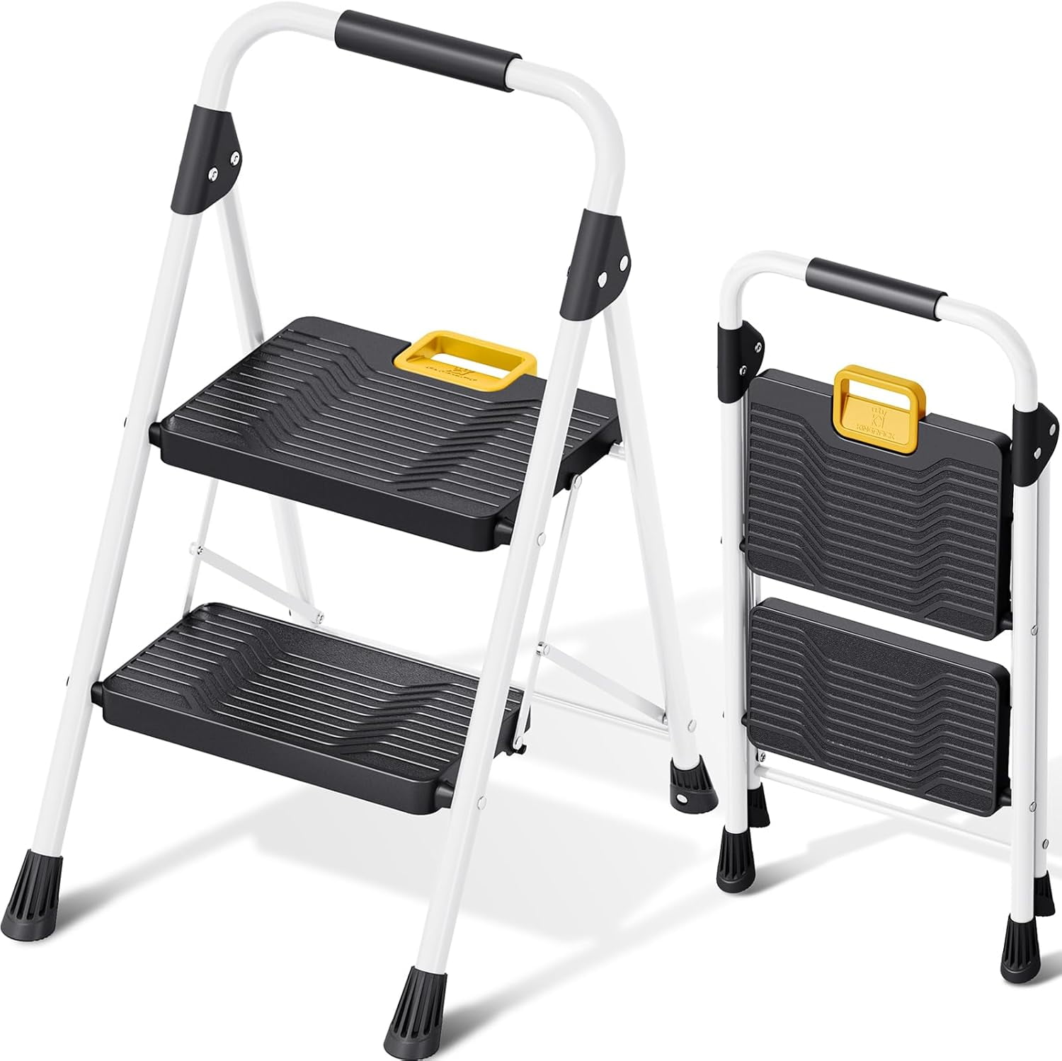 4 Step Folding Ladder, 800lbs Capacity Step Stool with Safety Lock, Non ...