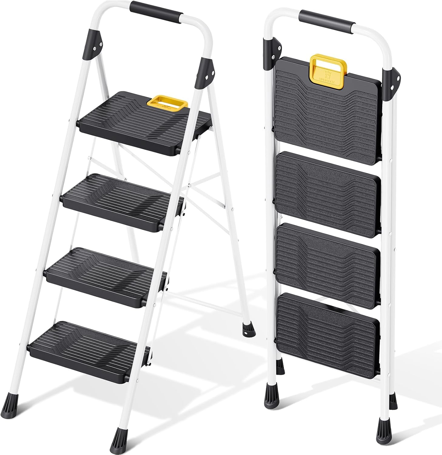 4 Step Folding Ladder, 800lbs Capacity Step Stool with Safety Lock, Non ...