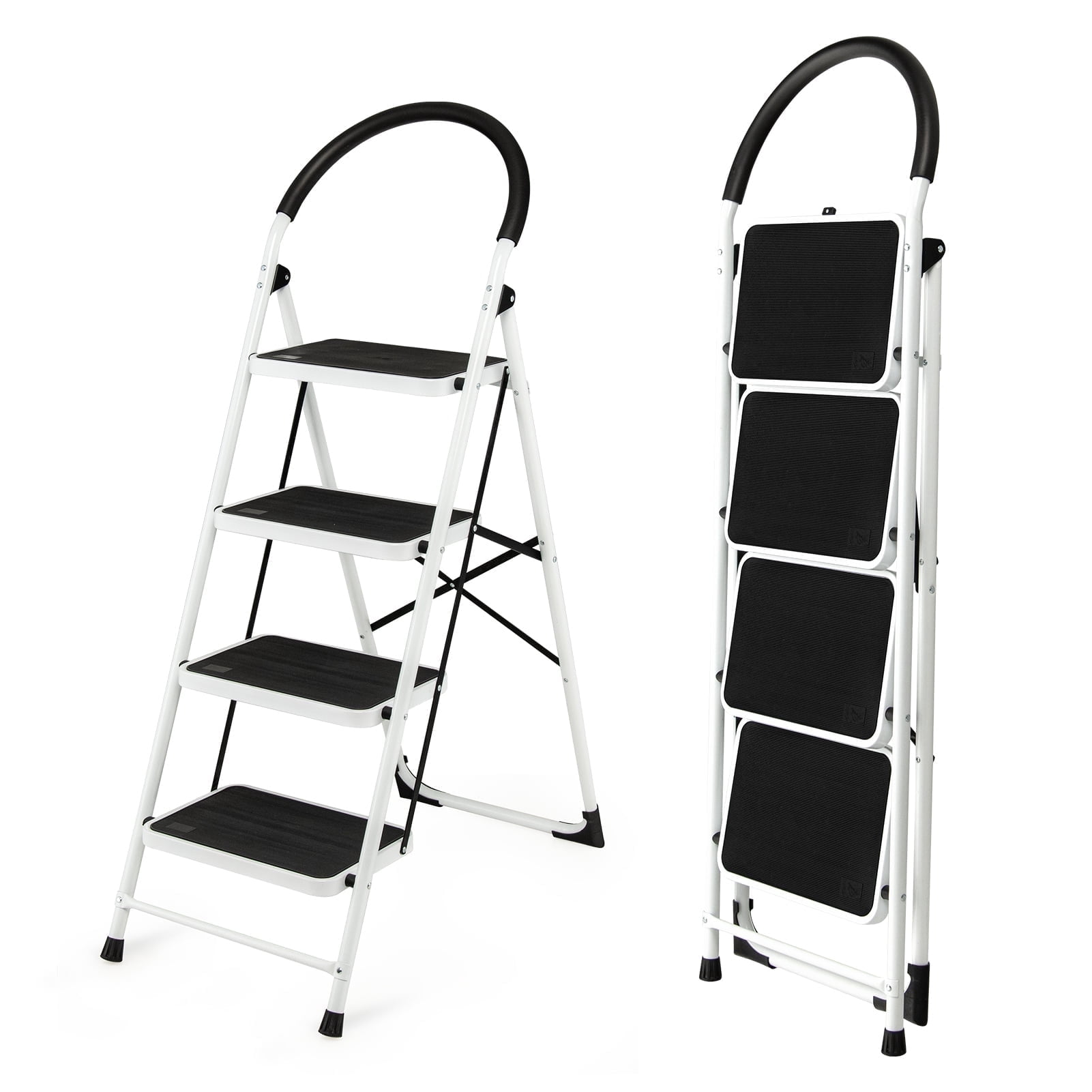 4 Step Folding Ladder with Anti-Slip Pedal Platform 330Lbs Capacity ...