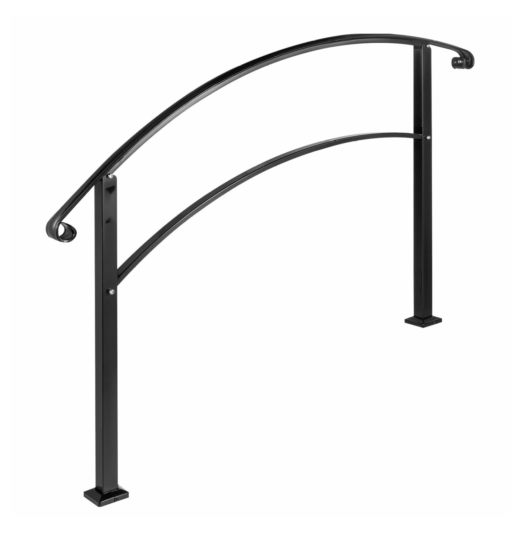 4-Step Handrail Matte Black - Outdoor Stair Railing Wrought Iron - Easy ...