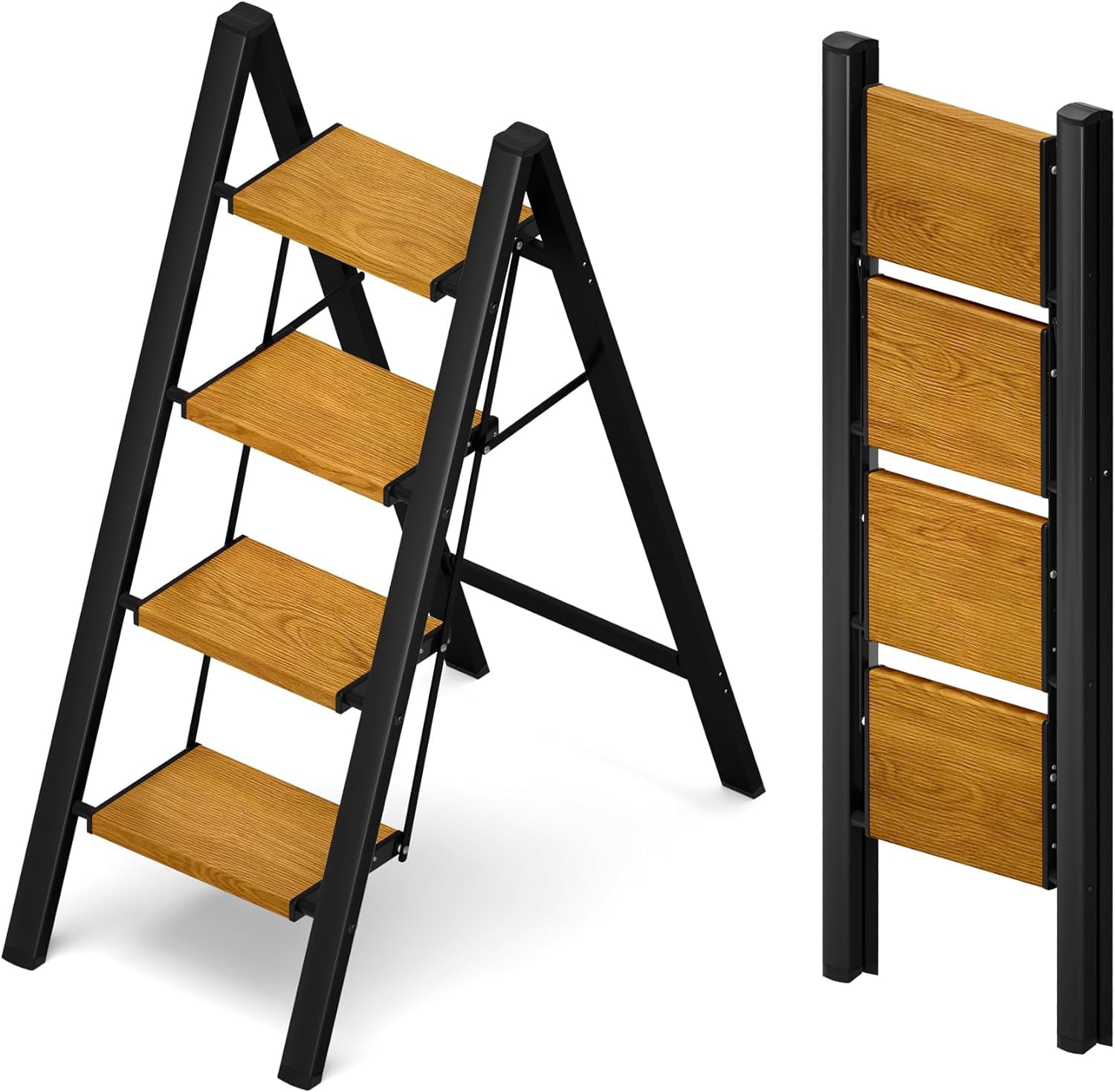 4 Step Ladder,Aluminum Lightweight Folding 4 Step Stool with Anti-Slip ...