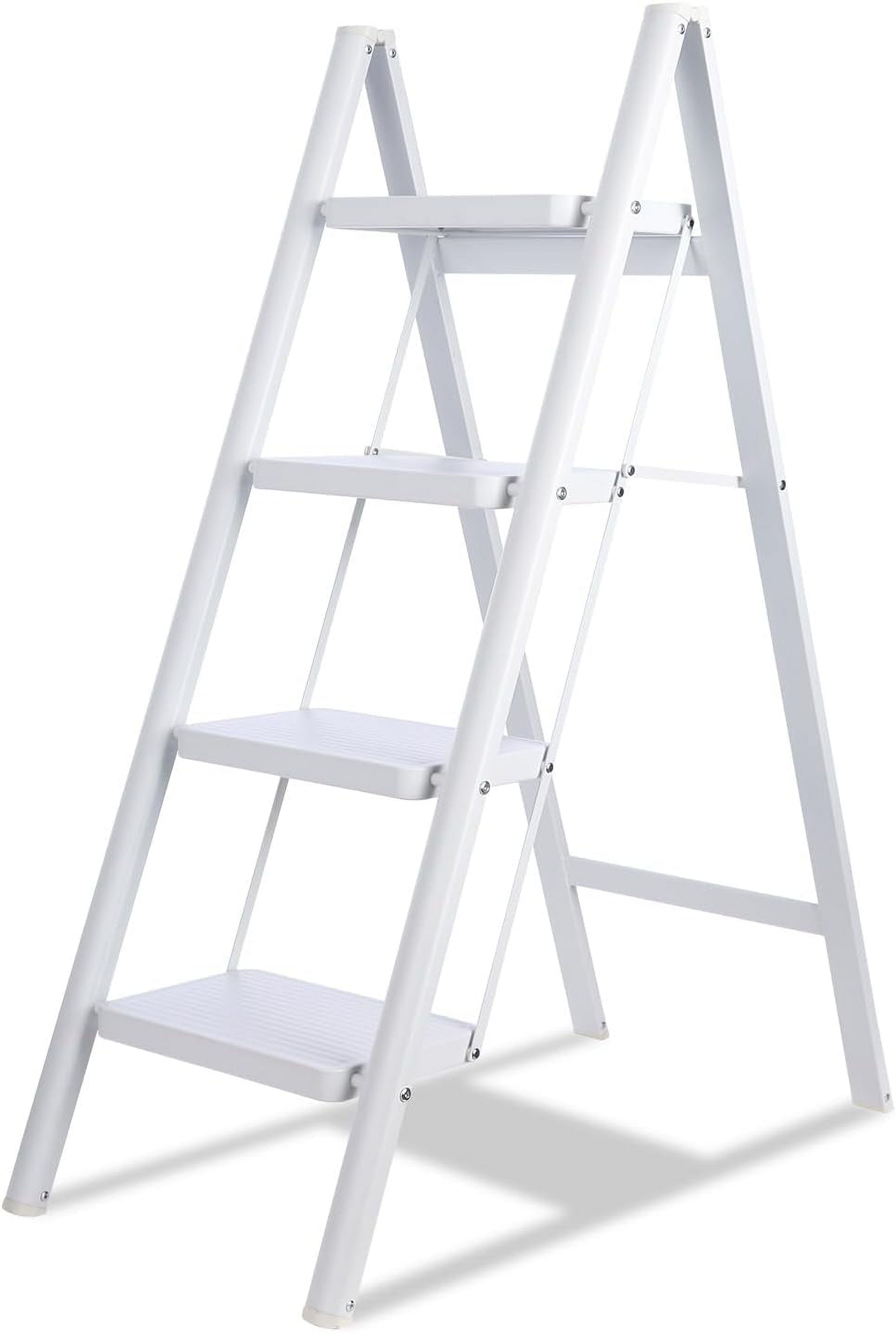 4 Step Ladder, Folding Step Stool for Adults with Wide Anti-Slip Pedal ...