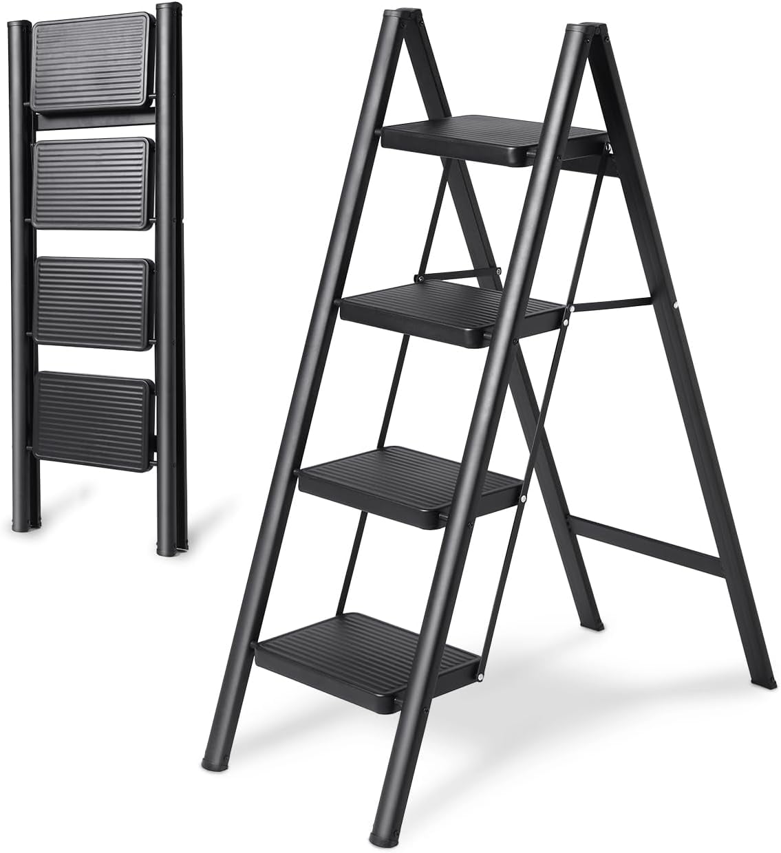 4 Step Ladder Folding Step Stool, Heavy Duty 330 Lbs Load Step Ladders ...