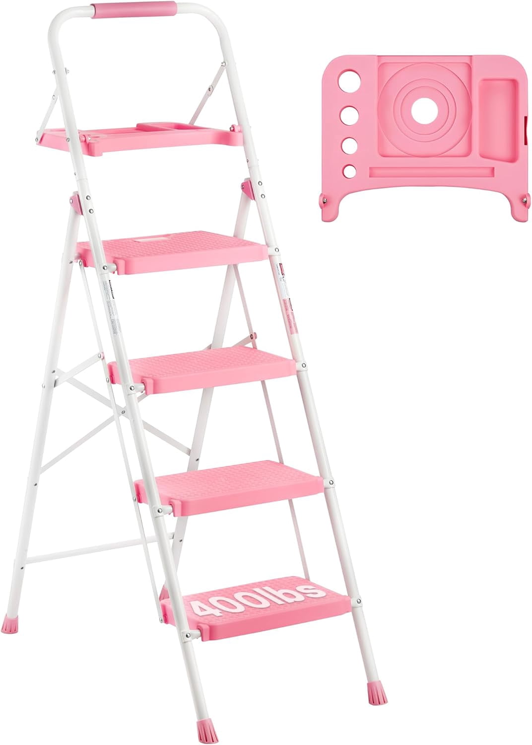 4-Step Ladder, Folding Step Stool with Tool Platform, Wide Anti-Slip ...