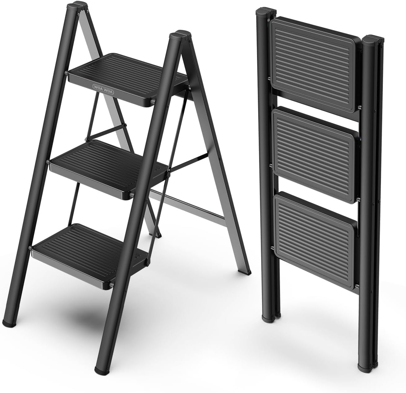 4 Step Ladder, Folding Step Stool with Wide Pedals, Sturdy Steel ...