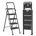 Jocauto 4 Step Ladder, Folding Step Stool with Tool Tray, Wide Anti ...