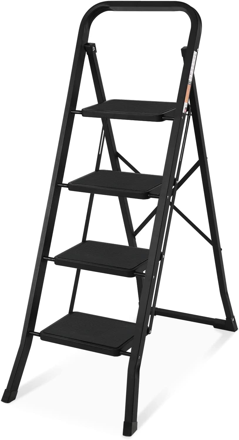 4 Step Ladder, Folding Step Stool with Wide Anti-Slip Pedal, 330lbs ...