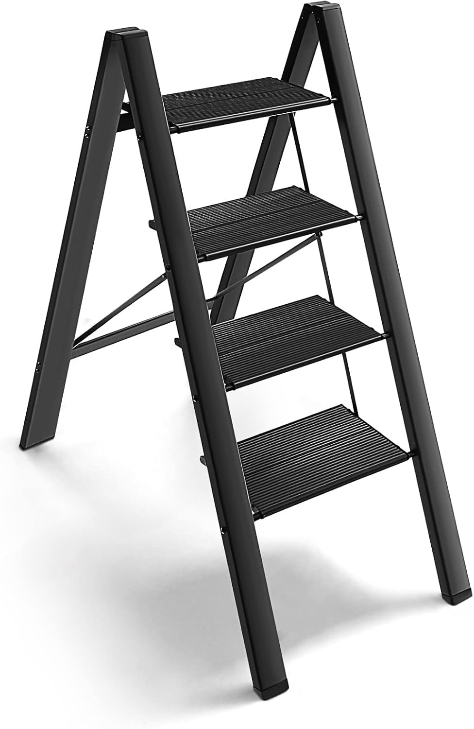 4 Step Ladder, Folding Step Stool with Wide Anti-Slip Pedal, Aluminum ...