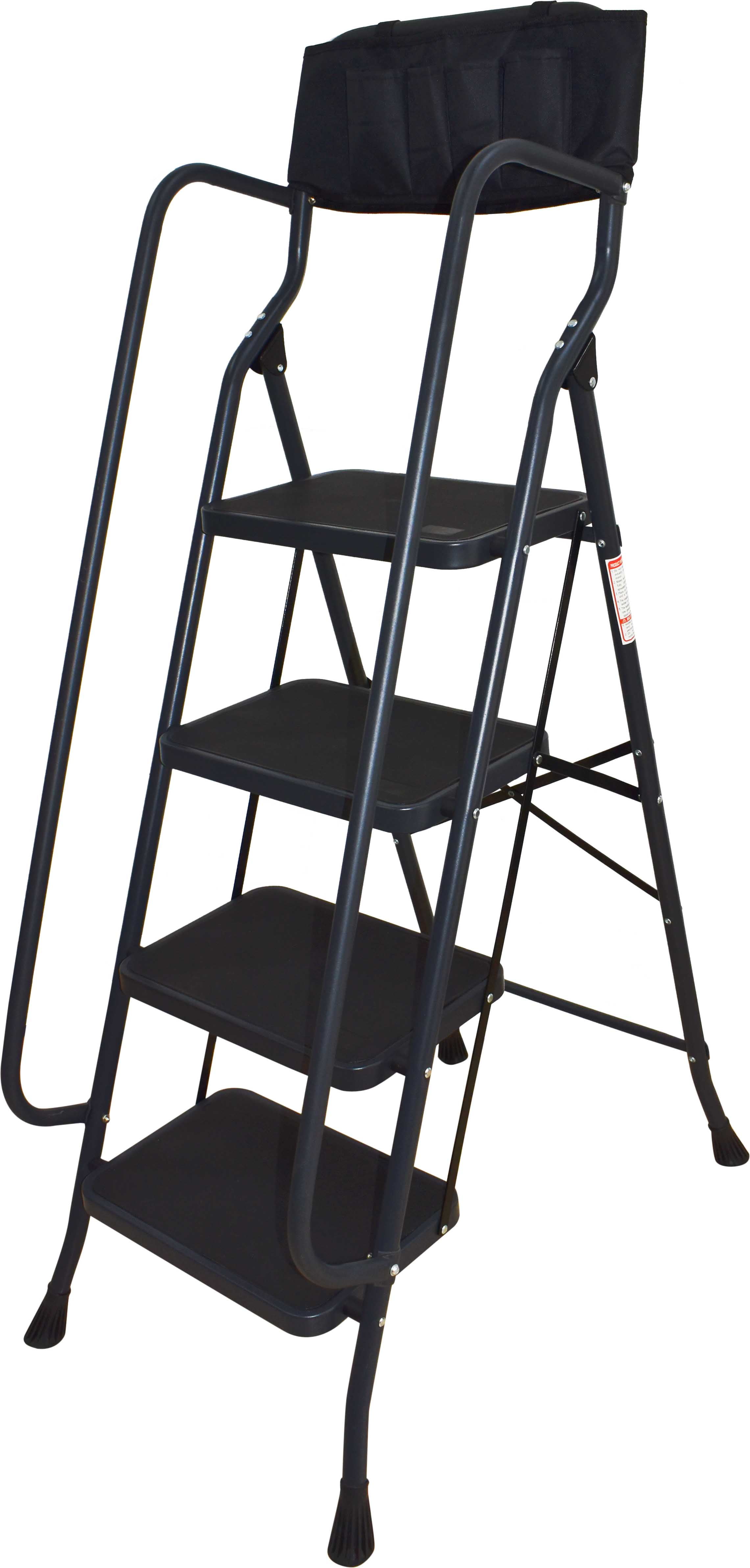 vorya Folding 4 Step Ladder, Steel Frame, 330 lb Capacity, Handrails ...