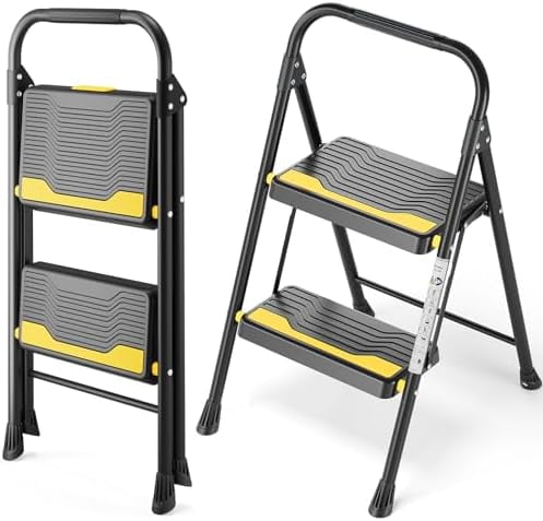 4 Step Ladder, Heavy-Duty Pass 800lb Capacity Test, Wide Anti-Slip ...