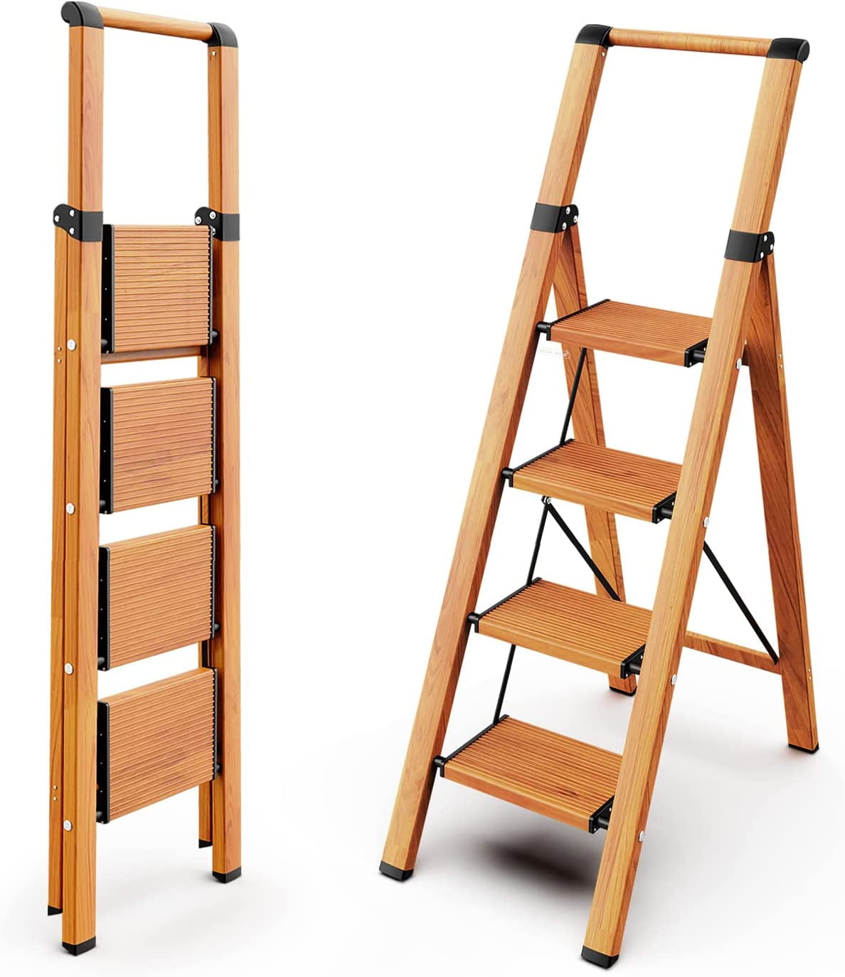 4 Step Ladder, Ladders for Home, Anti-Slip Pedals, Aluminum Step Stool ...