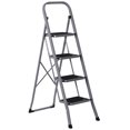 4 Step Ladder Portable Folding Metal Step Stool with Anti-Slip Dark ...