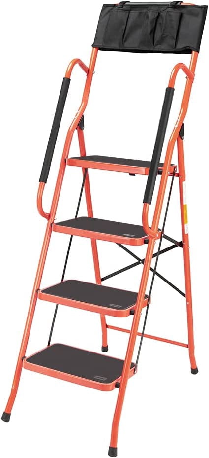 4 Step Ladder Safety Tool Ladder Folding Anti-Slip Step Stool Ladder ...