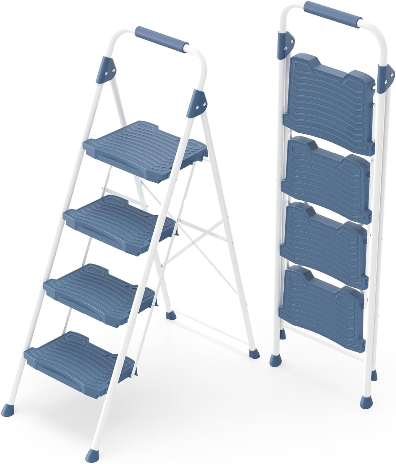 4 Step Ladder, Sturdy Step Stool with Handrail, Anti-Slip Wide Pedals ...
