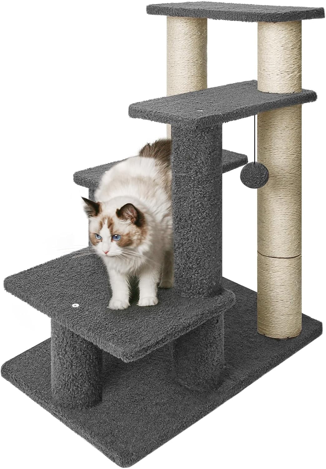 4-Step Pet Steps for Cats/Dogs, Cat Stairs with Sisal Scratching Post ...