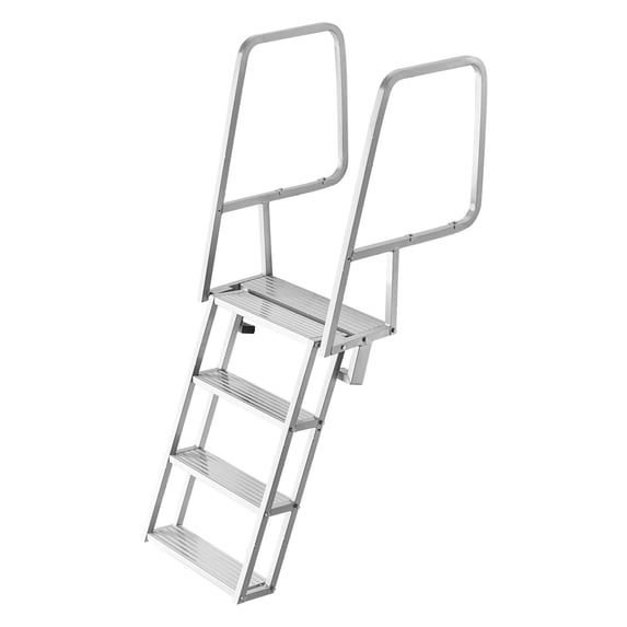 4-Step Pontoon Boat Ladder - Heavy Duty Aluminum Alloy Swim Ladder, Non ...