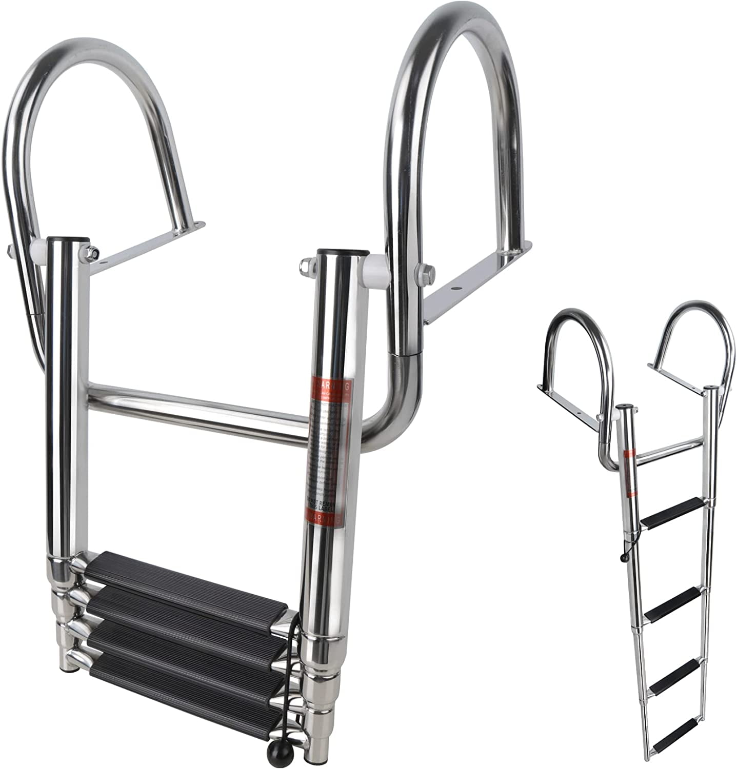 4 Step Pontoon Boat Ladder, Pontoon Ladders for Pontoon Boats,Stainless Steel Rear Entry Inboard ...