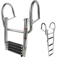4 Step Pontoon Boat Ladder, Pontoon Ladders for Pontoon Boats,Stainless ...