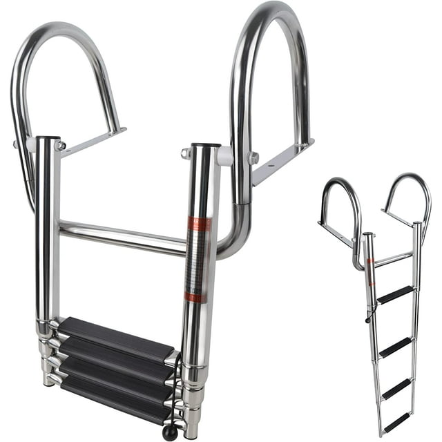 4 Step Pontoon Boat Ladder, Pontoon Ladders for Pontoon Boats,Stainless ...