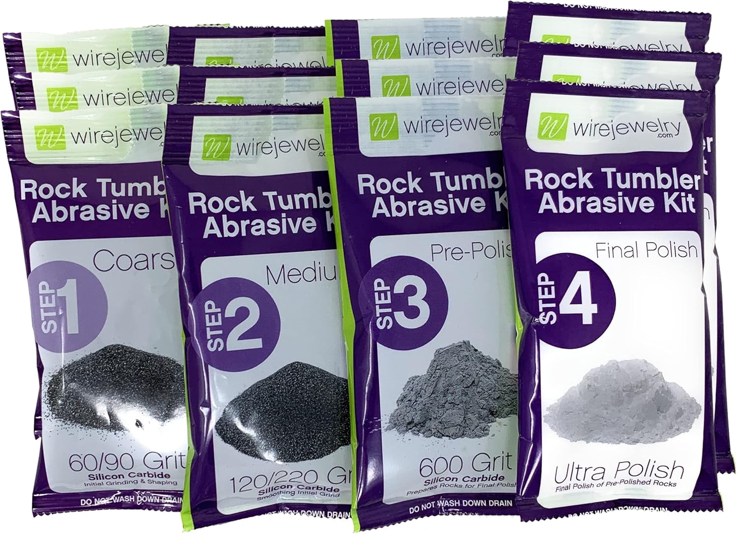 4 Step Rock Tumbler Abrasive Grit and Polish Kit, 3 Batches - Walmart.com