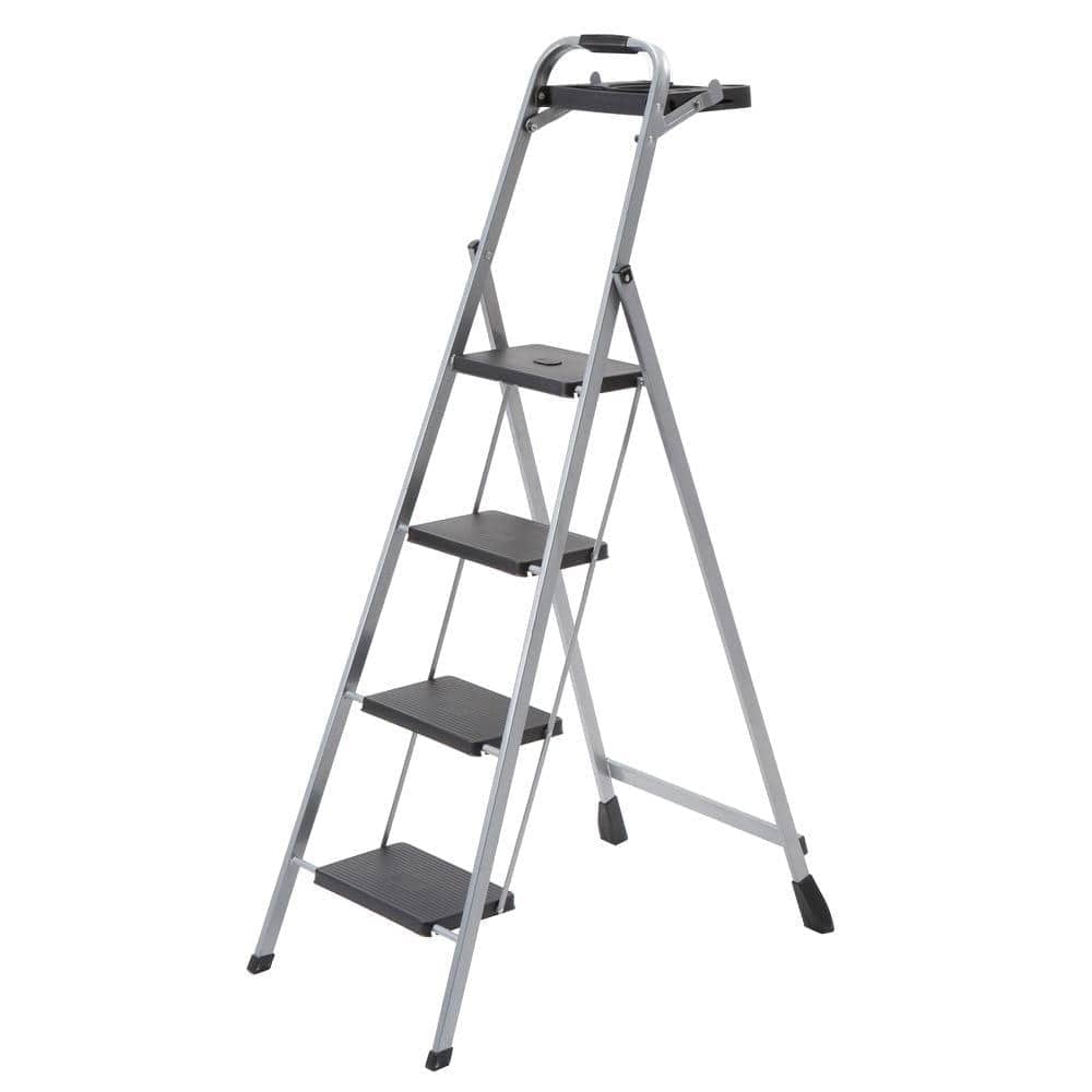 4-Step Steel Skinny Mini Step Stool Ladder with Project Tray - Walmart.com