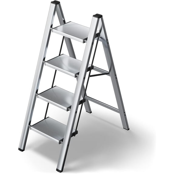 4 Step Stool, Foldable Step Ladder, Lightweight Stool with Wide Non ...