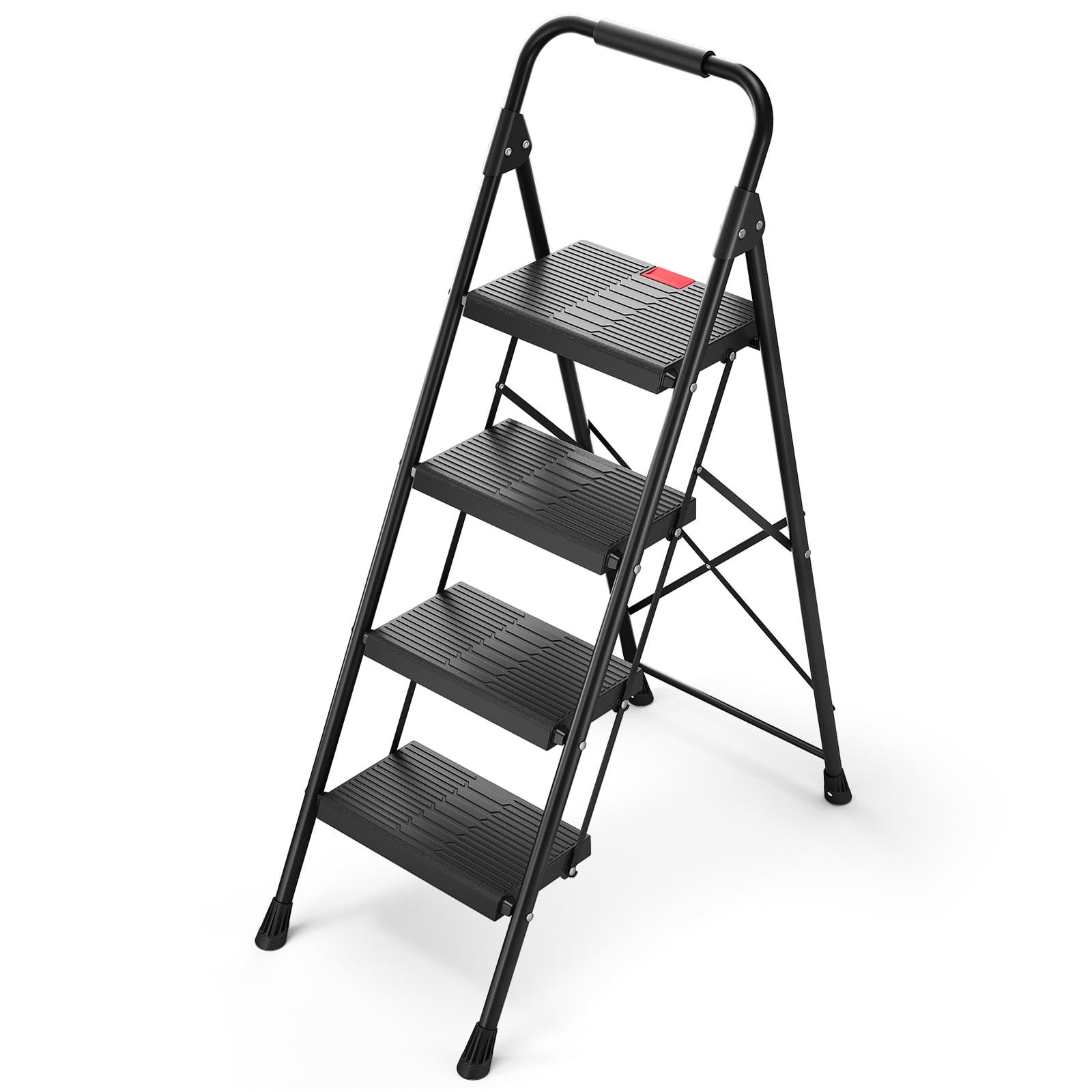 4 Step Ladder, KK KINGRACK Folding Step Stool with Wide Pedal&Safety ...