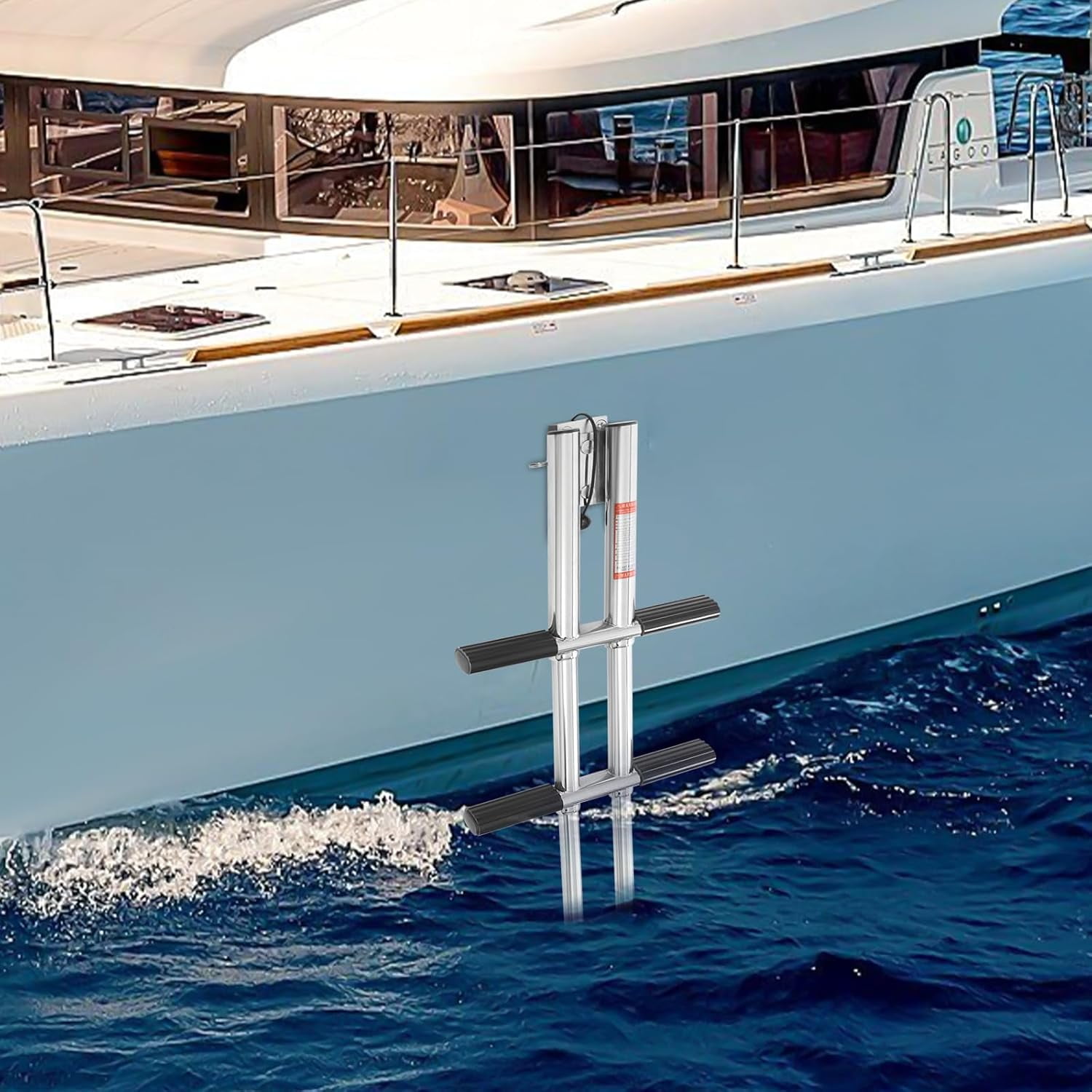 4-Step Telescopic Boat Ladder, Heavy-Duty Stainless Steel Folding ...