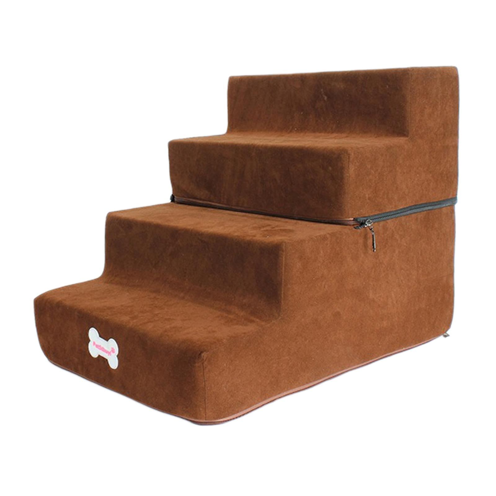 4 Steps Dog Stairs Dog Ramp Ladder Non Slip Puppy Removable Cover for ...
