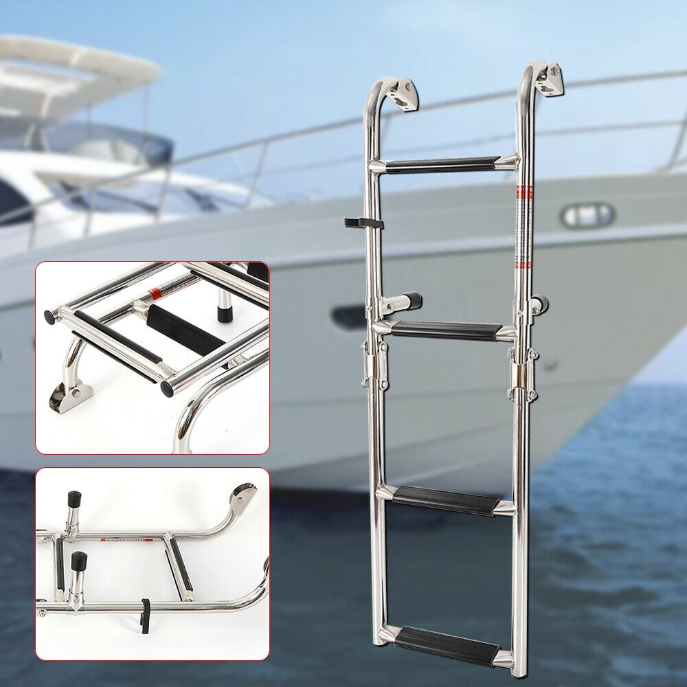4-Steps Fold Down Ladder Inboard Swim Platform Telescoping Supports to ...